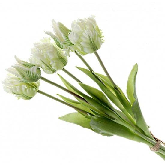Real Touch Parrot Tulips Bundle White 40cm | Artificial Flowers